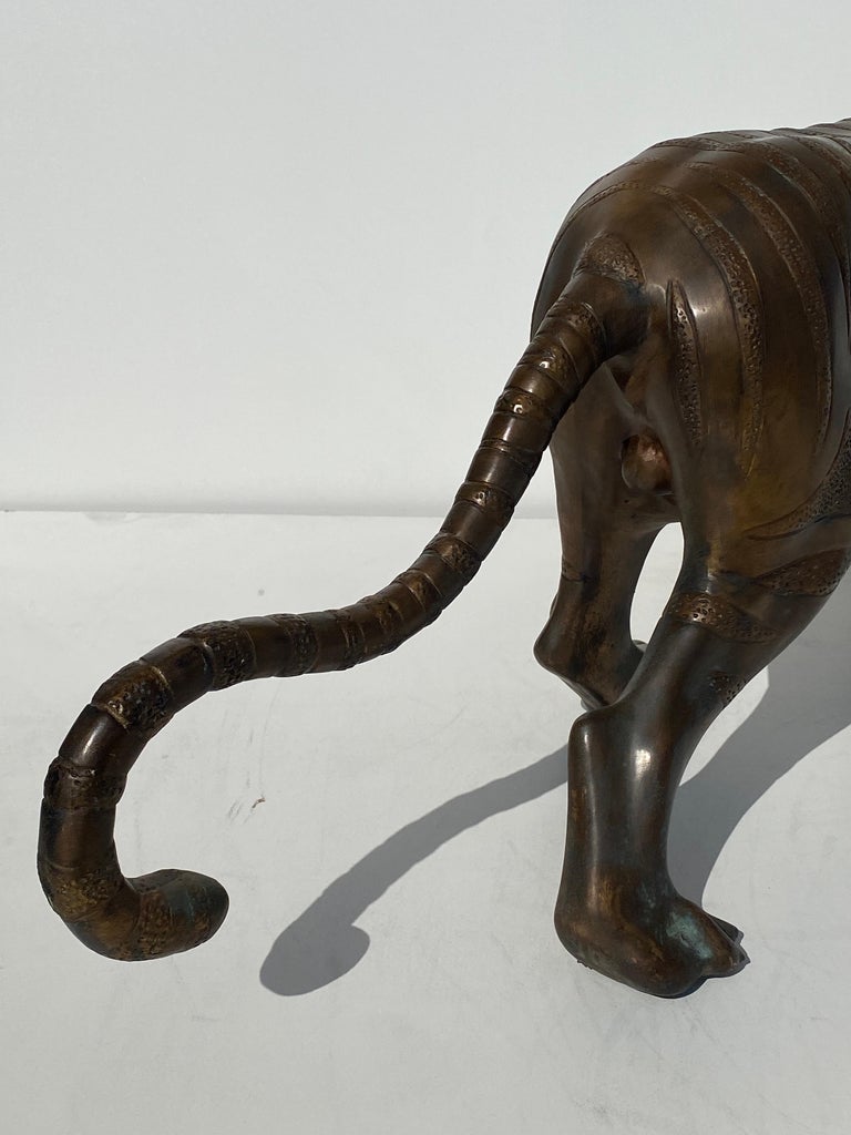 Bronze Sculpture of a Roaring Tiger For Sale at 1stDibs