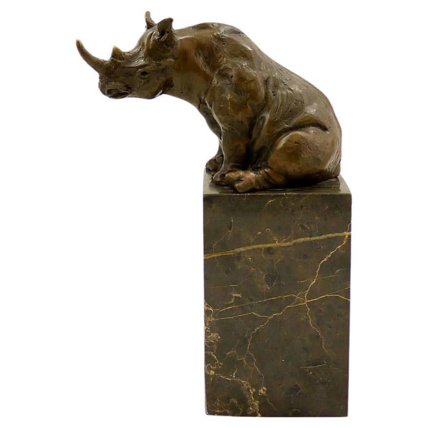 Bronze Sculpture of a Rhinoceros, Contemporary Work, XXIst Century. For ...