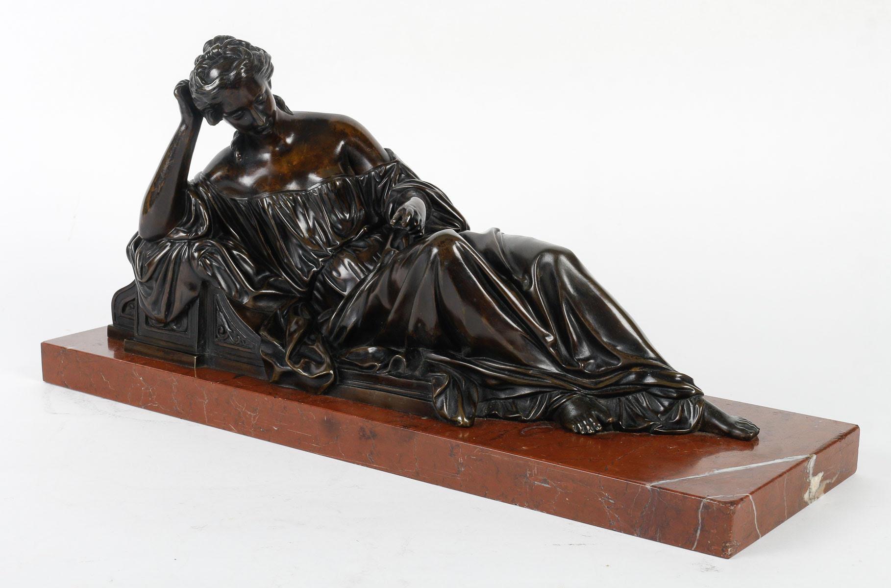 Bronze Sculpture of a Young Woman Lying Down, 19th Century. For Sale at ...