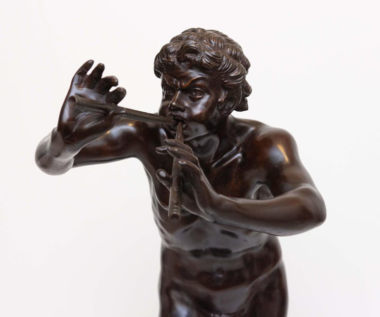 Bronze Statue of Pan Playing the Flute at 1stDibs