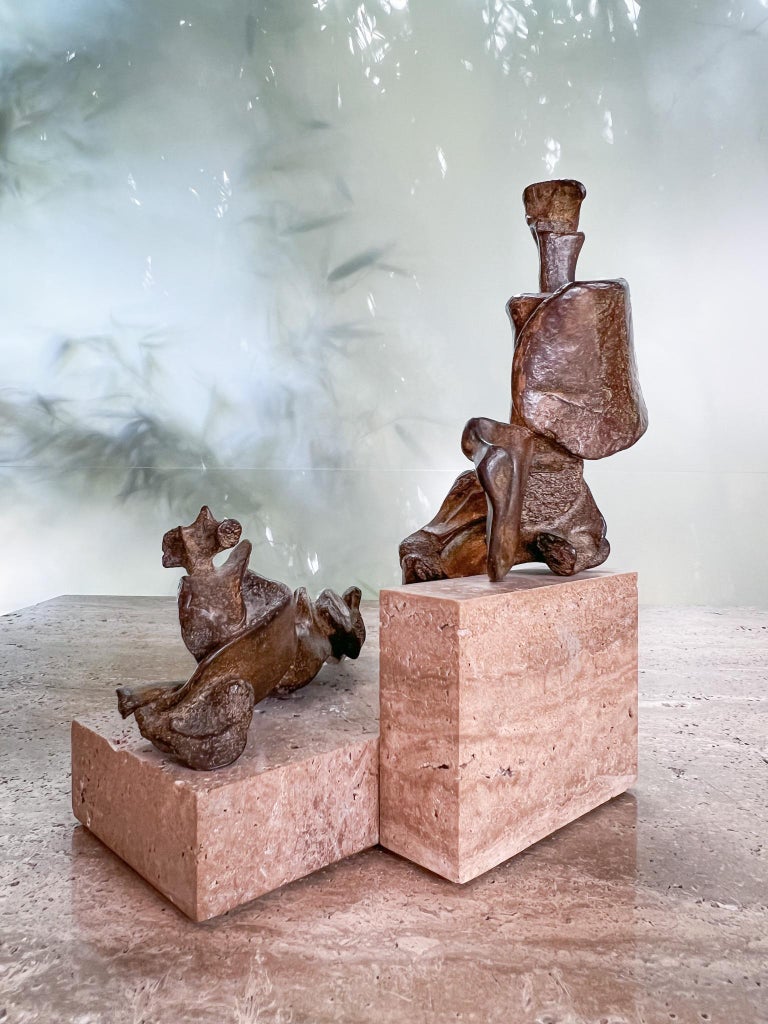 Bronze Sculpture on Travertine Base by James Edward Ritchie For Sale at ...