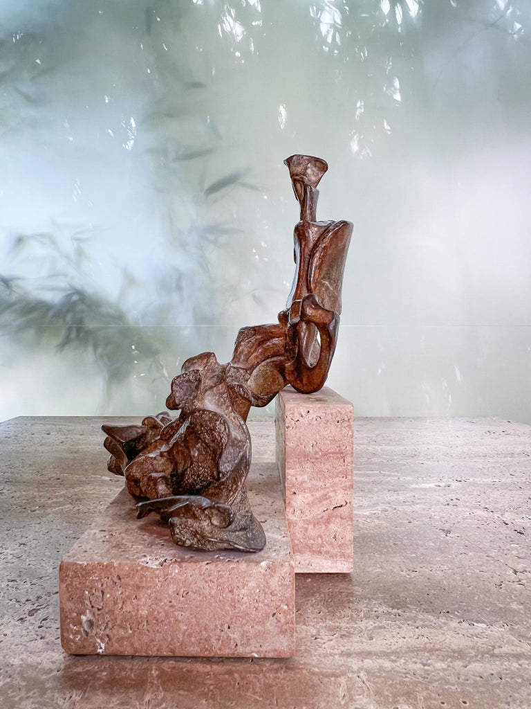 Bronze Sculpture on Travertine Base by James Edward Ritchie For Sale at ...