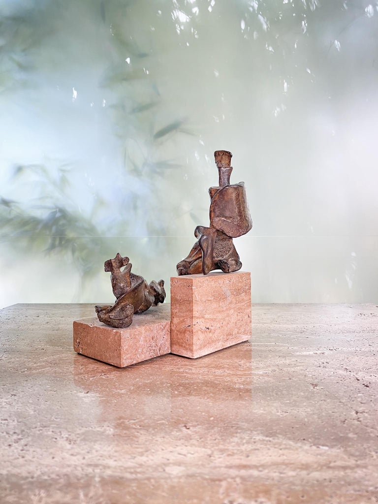 Bronze Sculpture on Travertine Base by James Edward Ritchie For Sale at ...