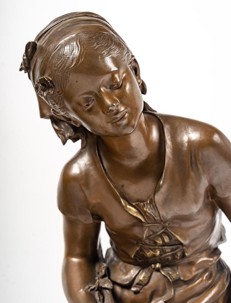 Bronze Sculpture, Signed Mathurin Moreau, "La Pêcheuse" For Sale at 1stDibs