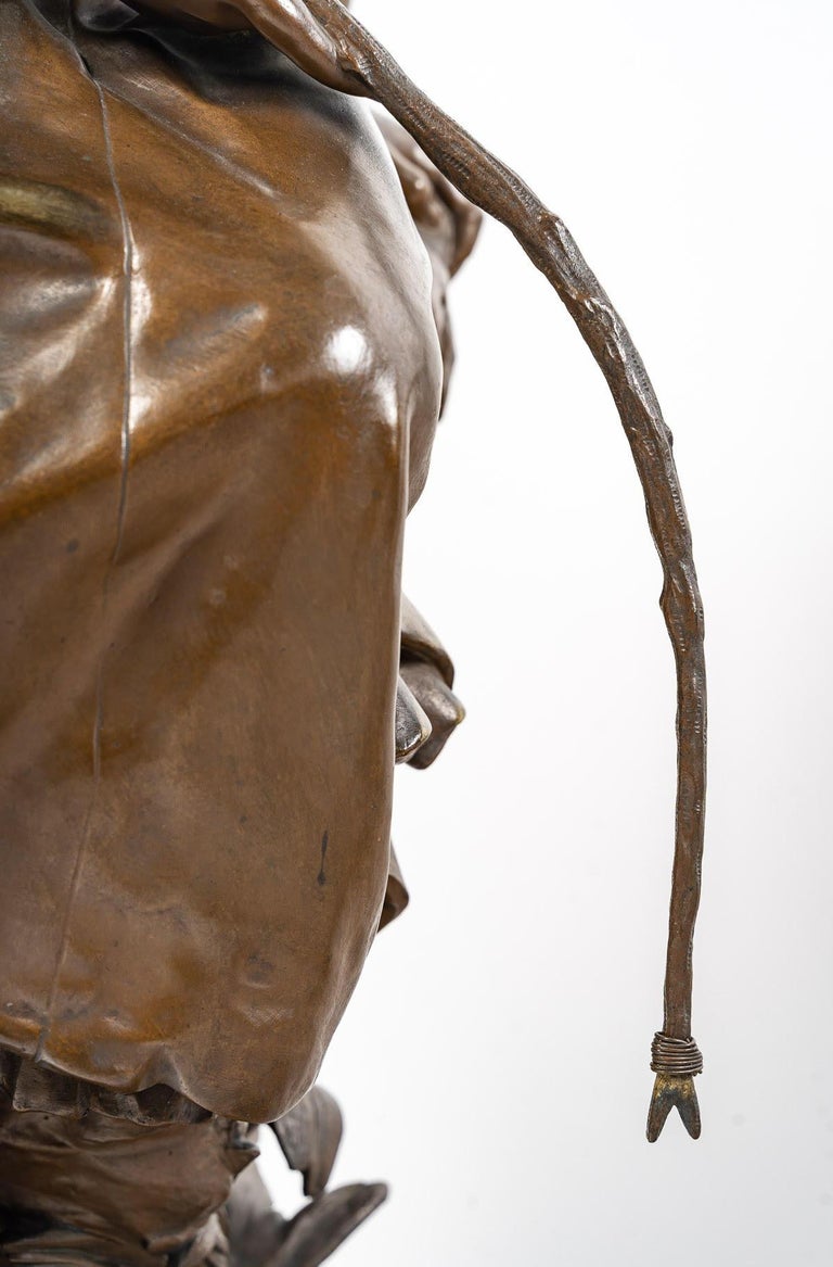 Bronze Sculpture, Signed Mathurin Moreau, "La Pêcheuse" For Sale at 1stDibs