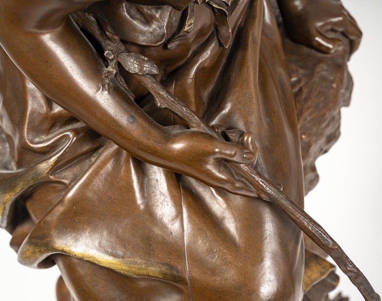Bronze Sculpture, Signed Mathurin Moreau, "La Pêcheuse" For Sale at 1stDibs