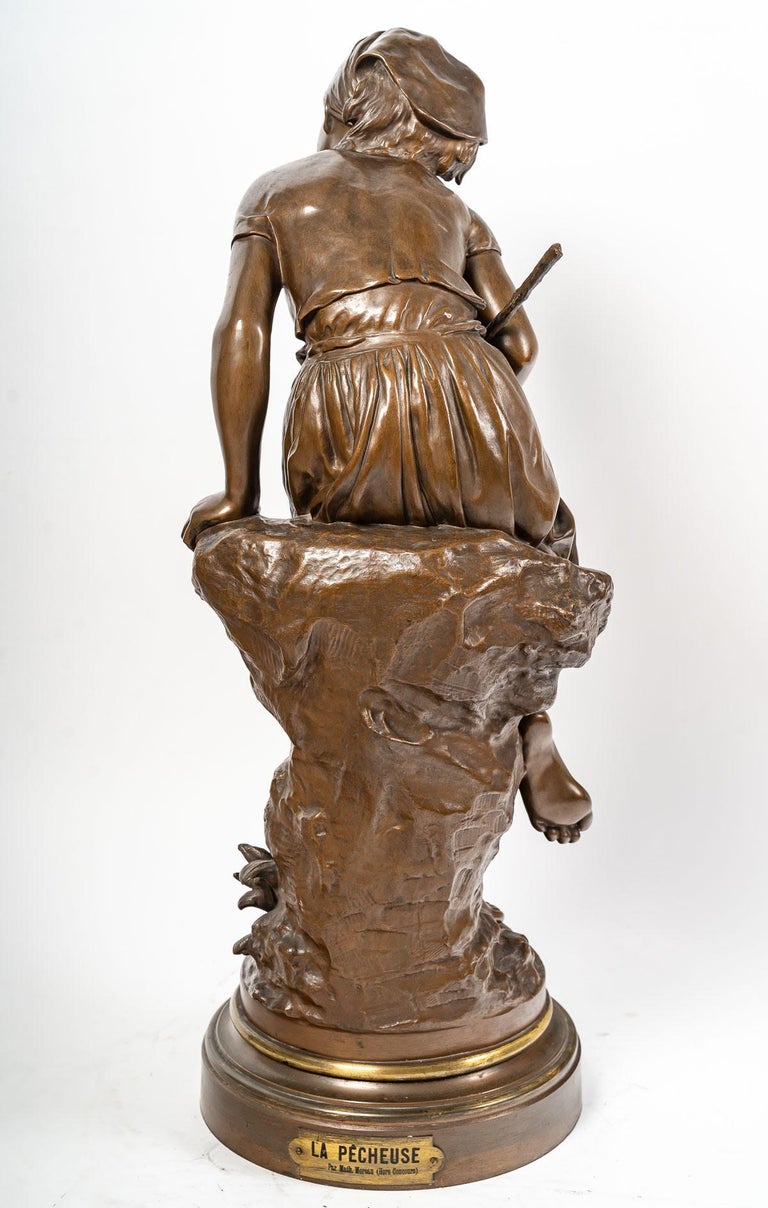 Bronze Sculpture, Signed Mathurin Moreau, "La Pêcheuse" For Sale at 1stDibs