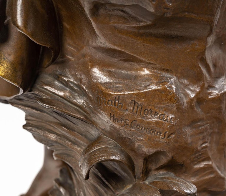 Bronze Sculpture, Signed Mathurin Moreau, "La Pêcheuse" For Sale at 1stDibs