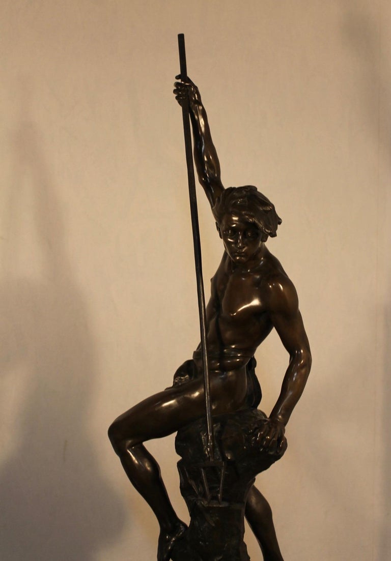 Bronze Sculpture "the Conger Fisherman" Signed Ernest Justin Ferrand at ...