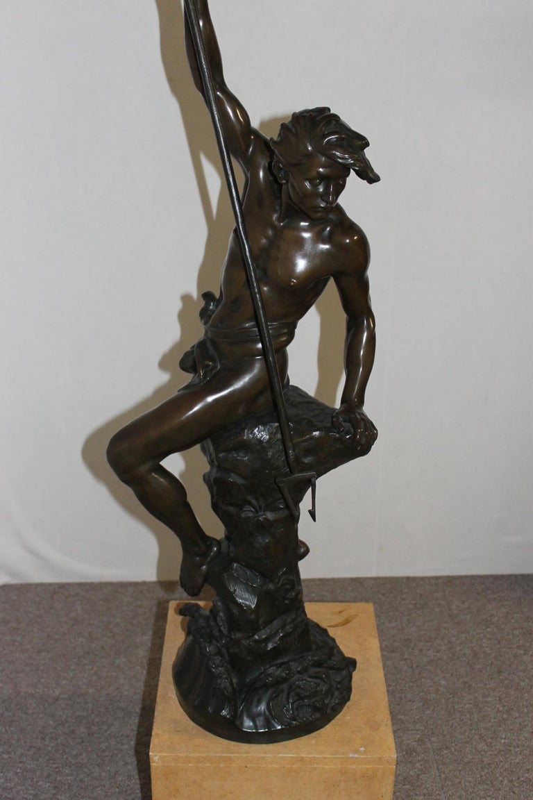 Bronze Sculpture "the Conger Fisherman" Signed Ernest Justin Ferrand at ...