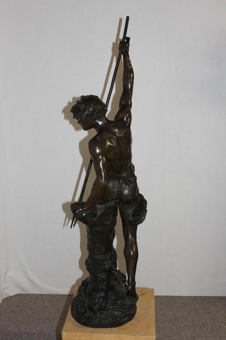 Bronze Sculpture "the Conger Fisherman" Signed Ernest Justin Ferrand at ...