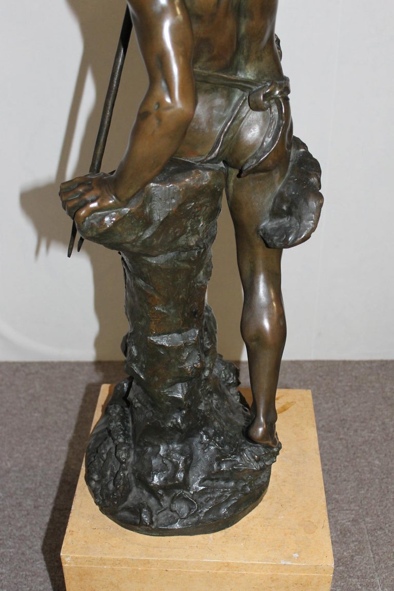 Bronze Sculpture "the Conger Fisherman" Signed Ernest Justin Ferrand at ...