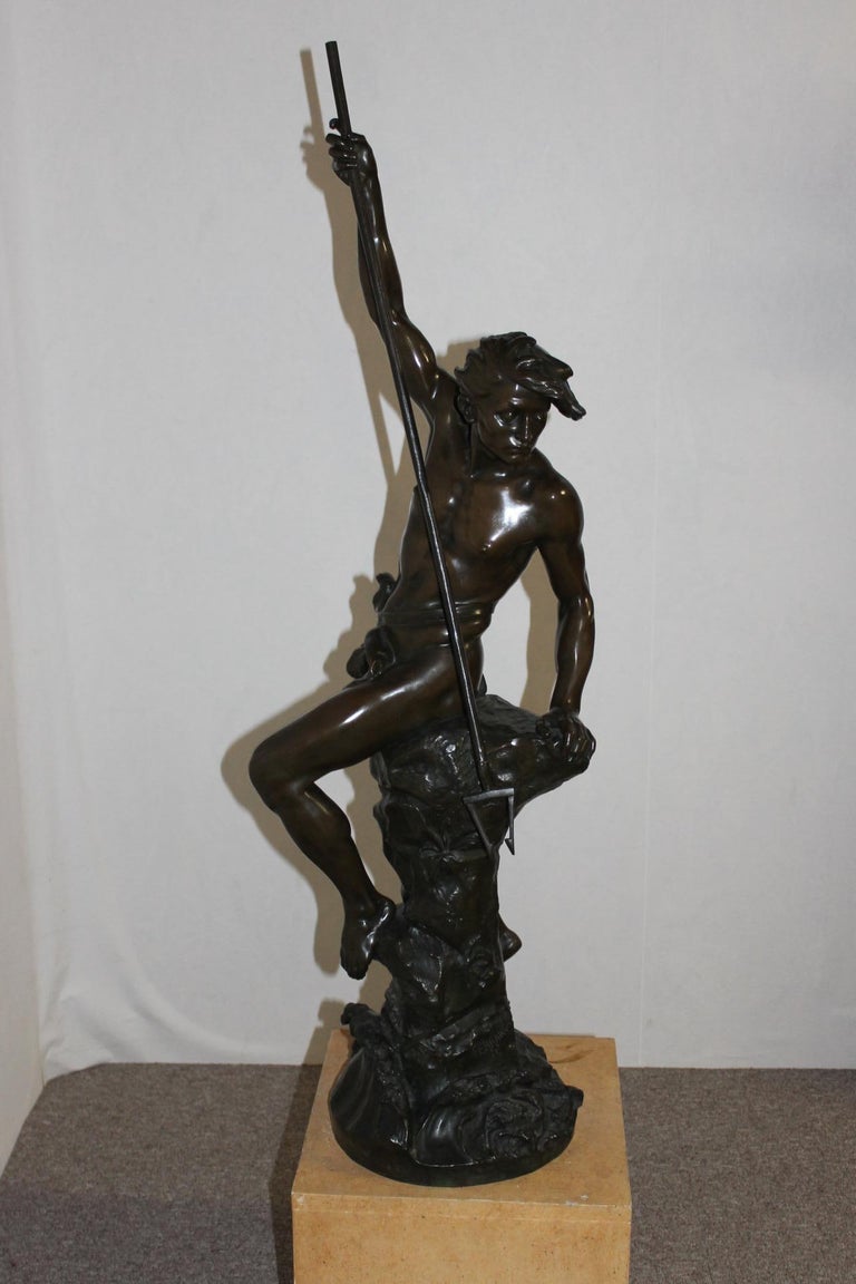 Bronze Sculpture "the Conger Fisherman" Signed Ernest Justin Ferrand at ...