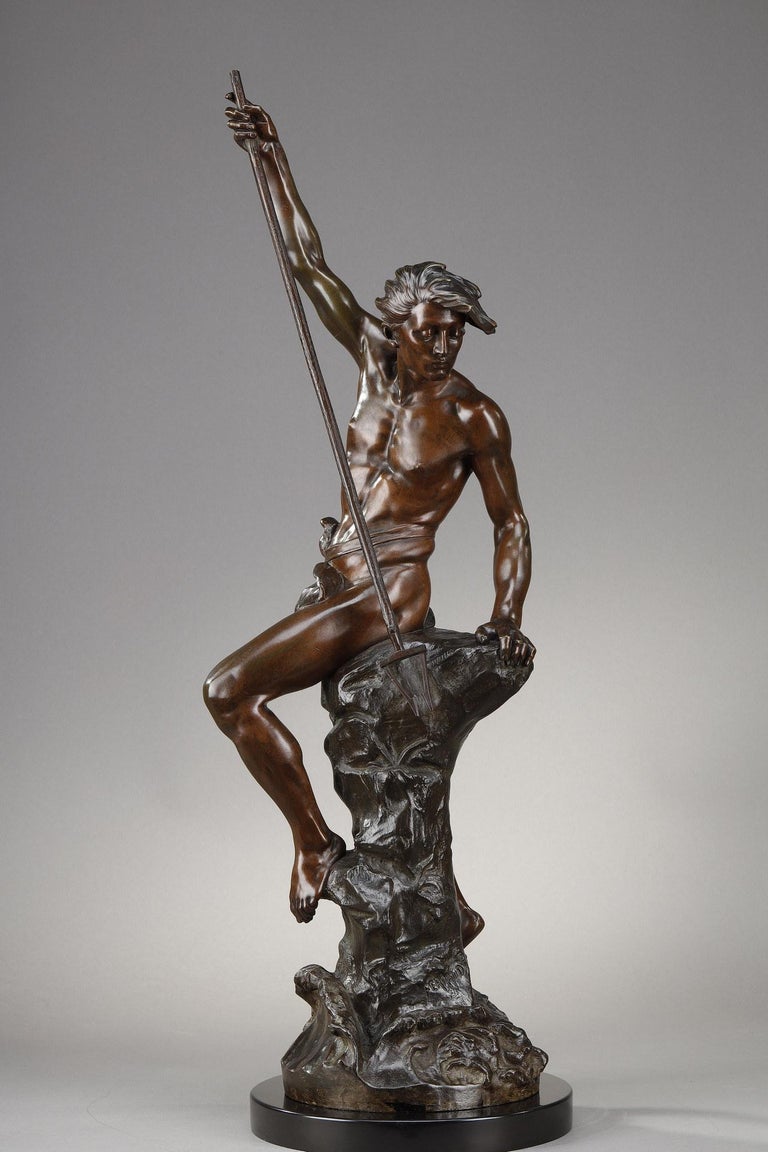 Bronze Sculpture "the Fisherman with a Harpoon" Signed Ferrand at 1stDibs