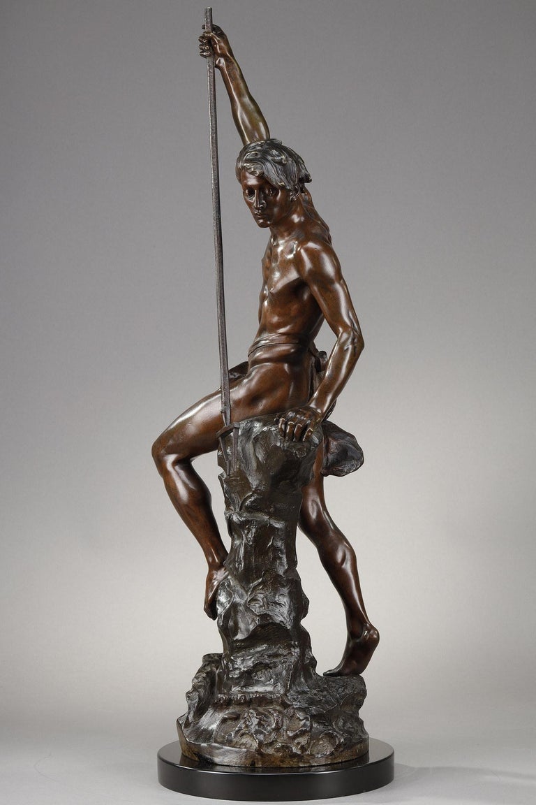 Bronze Sculpture "the Fisherman with a Harpoon" Signed Ferrand at 1stDibs