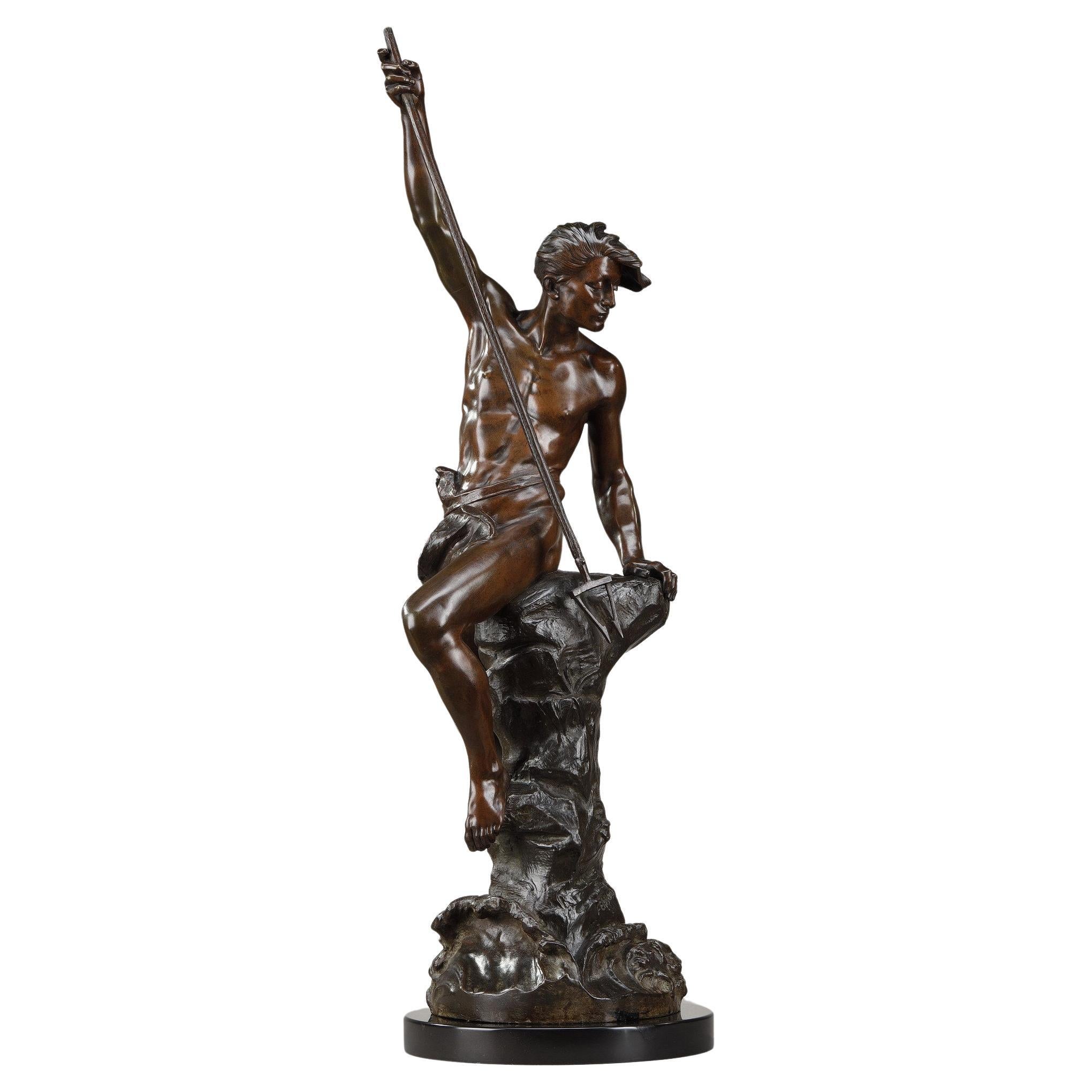 Bronze Sculpture "the Fisherman with a Harpoon" Signed Ferrand at 1stDibs