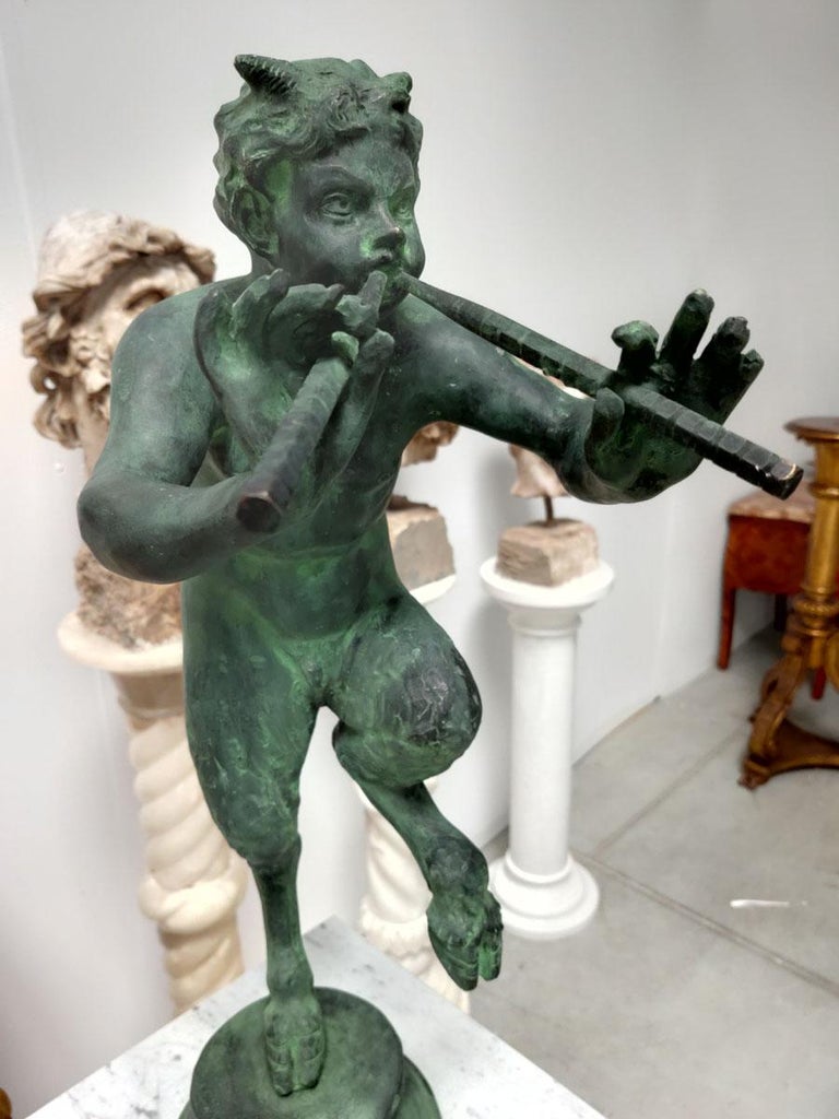 Bronze Sculpture of Young Pan Playing the Aulos For Sale at 1stDibs