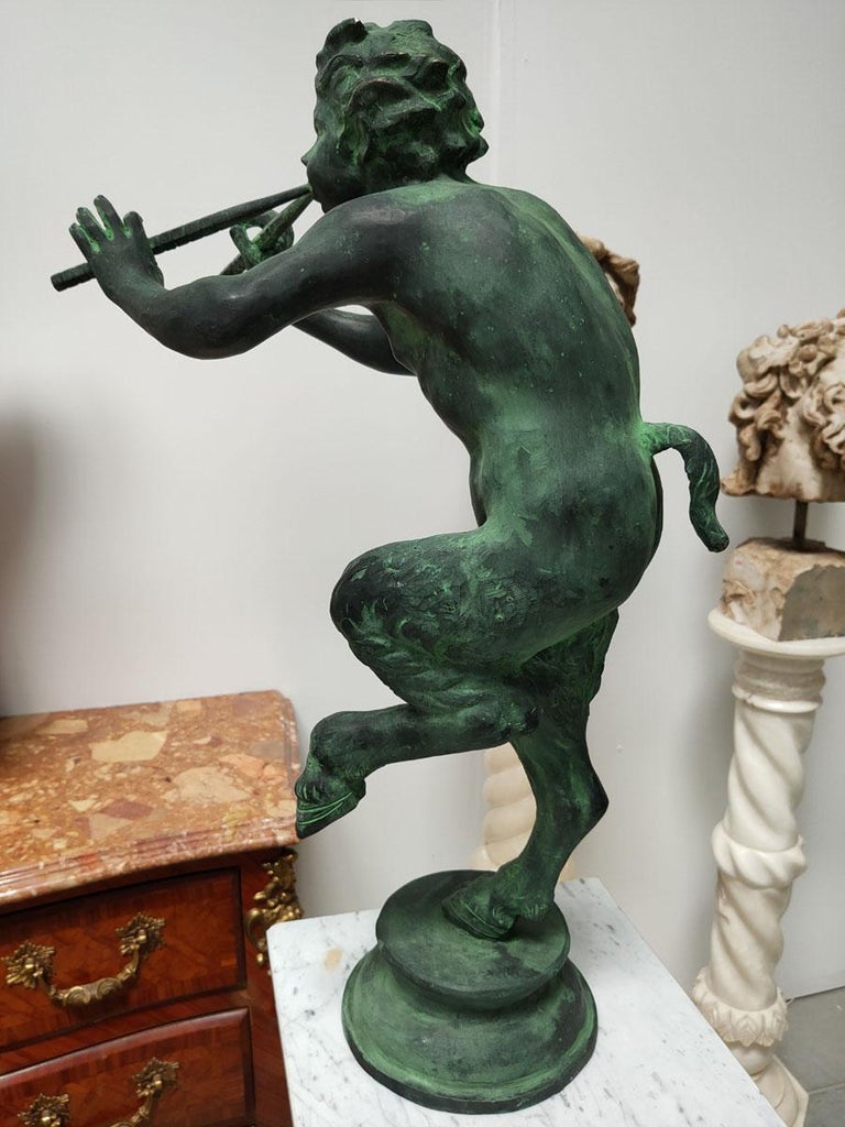Bronze Sculpture of Young Pan Playing the Aulos For Sale at 1stDibs