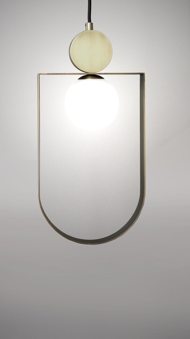 Bronze "Sphere in Stadium" Pendant Light, Square in Circle For Sale at ...