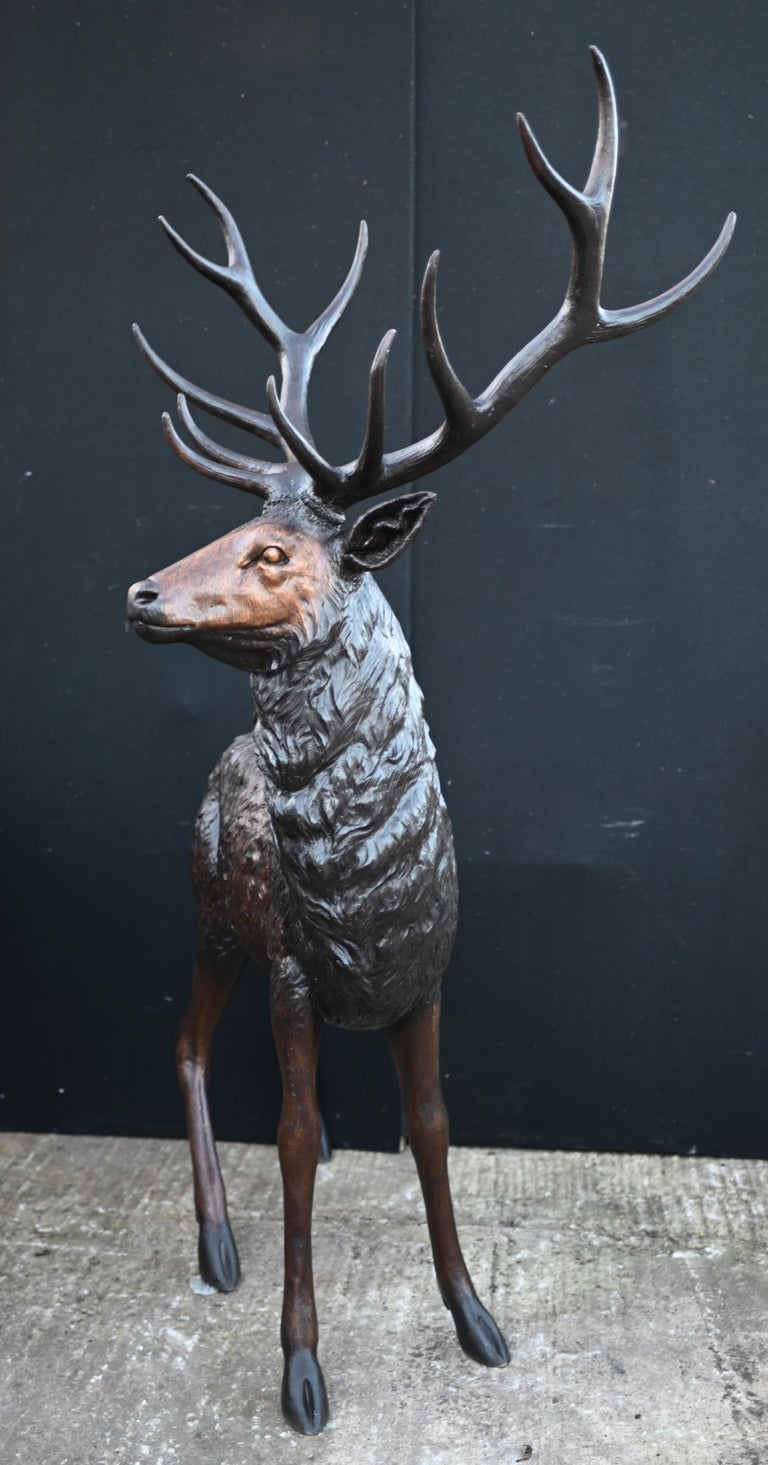 Bronze Stag and Deer Statues Pair Scottish Highland Garden Castings For ...