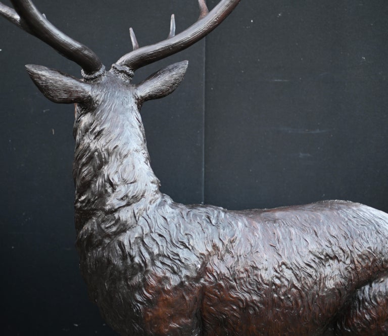 Bronze Stag and Deer Statues Pair Scottish Highland Garden Castings For ...