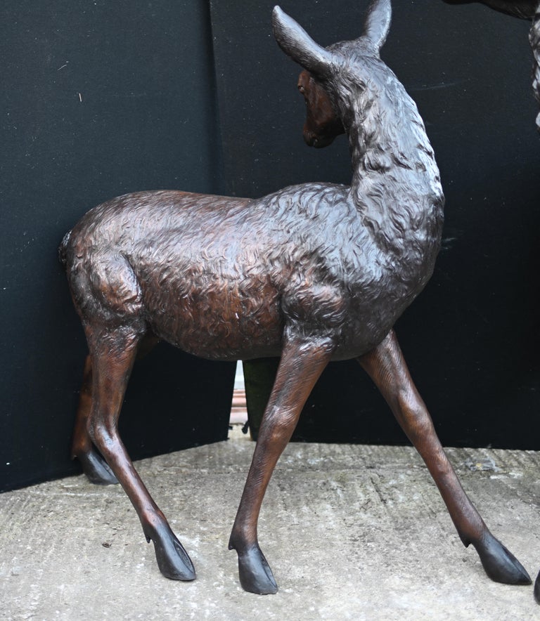 Bronze Stag and Deer Statues Pair Scottish Highland Garden Castings For ...