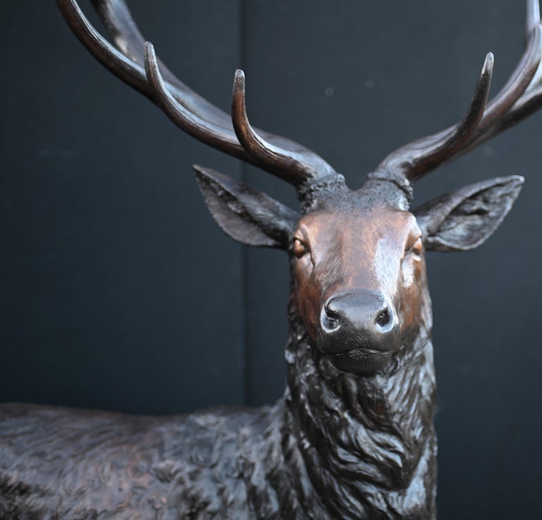 Bronze Stag and Deer Statues Pair Scottish Highland Garden Castings For ...