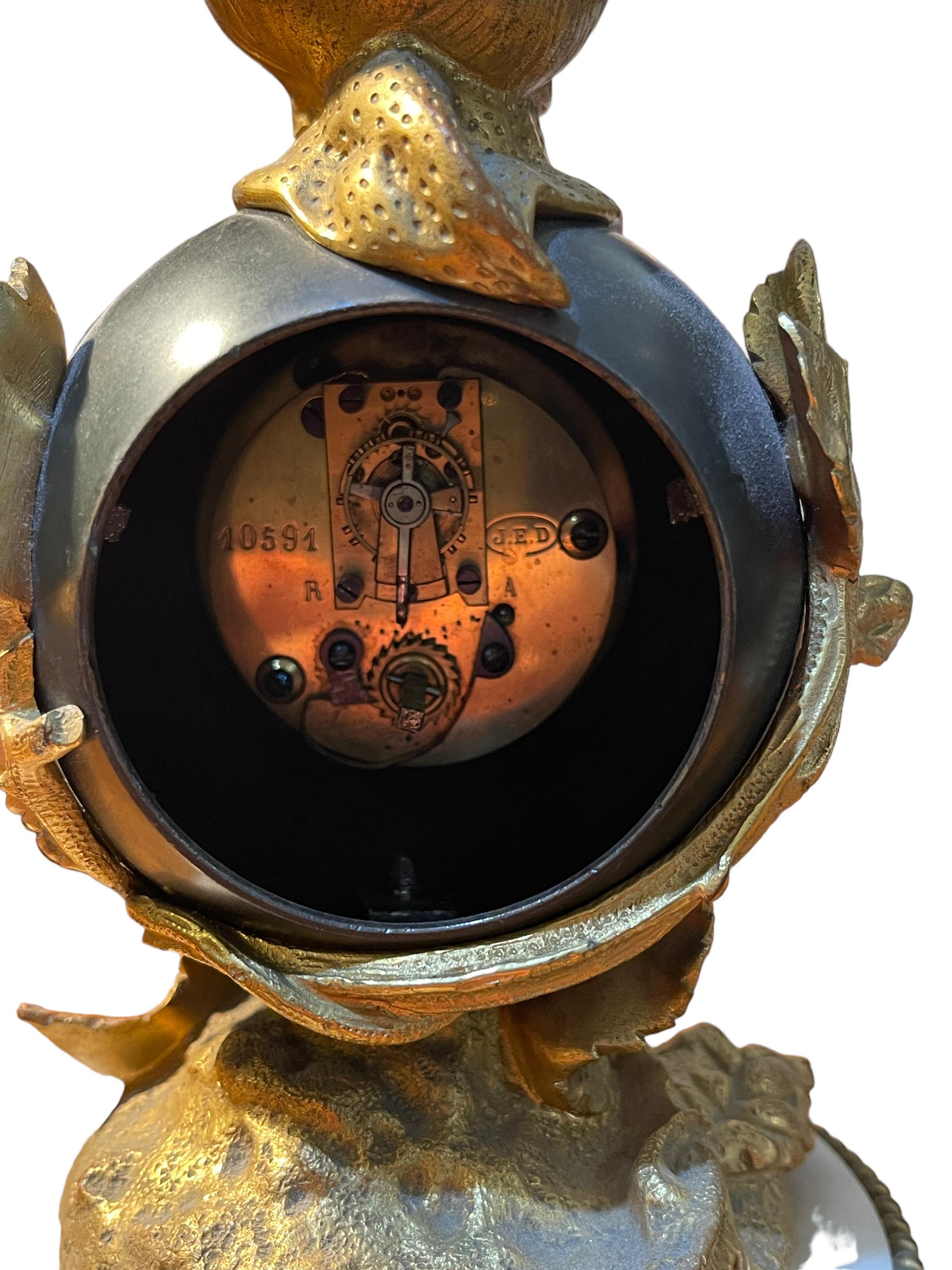 Bronze Statue Clock, 19th Century For Sale at 1stDibs