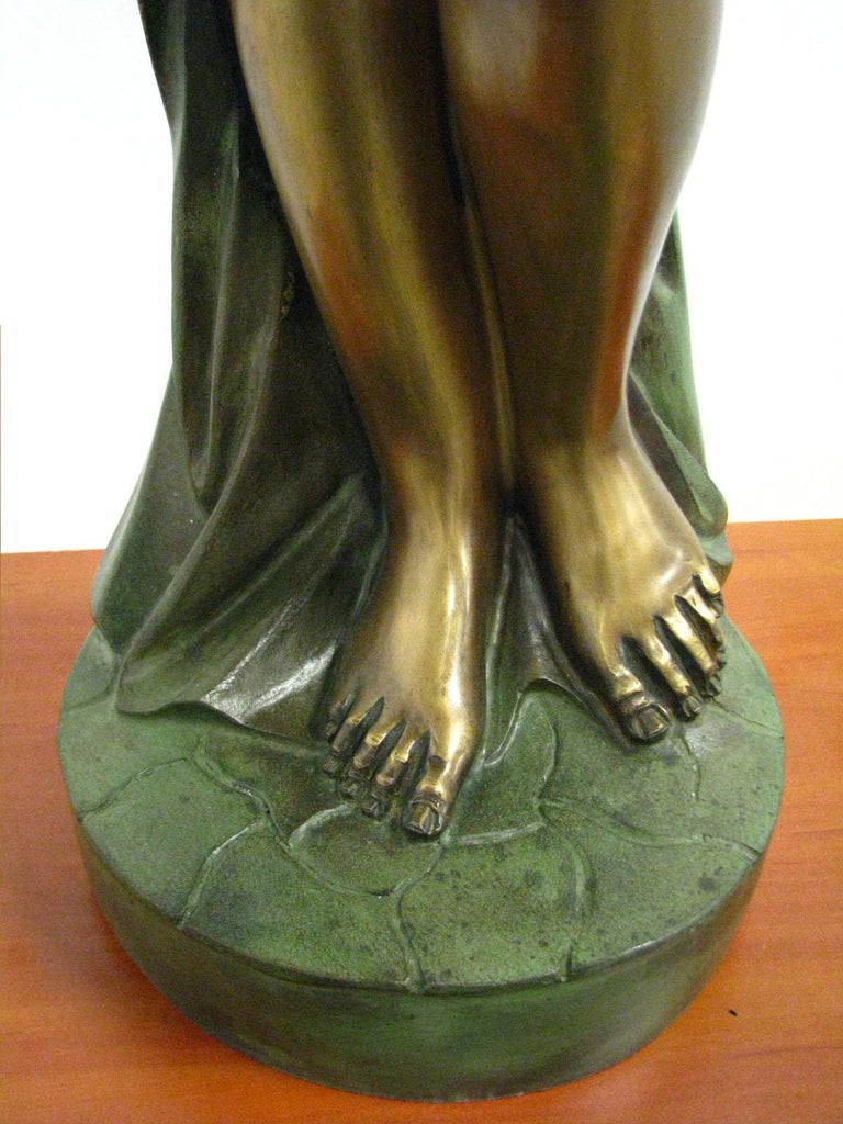 Bronze Statue Girl with Amforas Signed "P.E. Machault", 20th Century ...