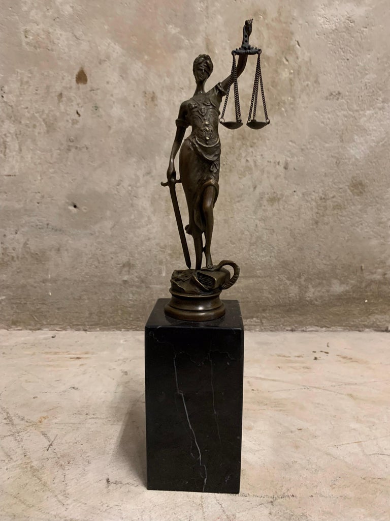 Bronze Statue Lady Justice, Marble Pedestal Alois Mayer at 1stDibs | a ...