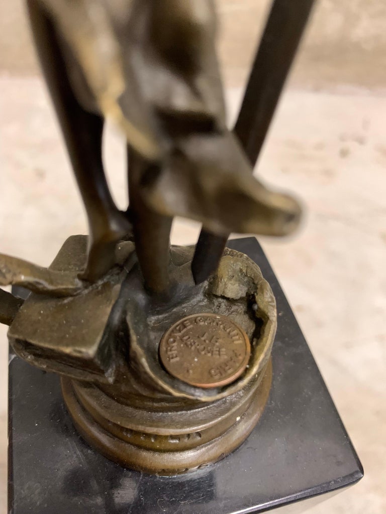 Bronze Statue Lady Justice, Marble Pedestal Alois Mayer For Sale at 1stDibs