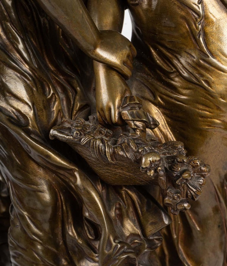 Bronze Statue Signed MOREAU, 19th Century For Sale at 1stDibs