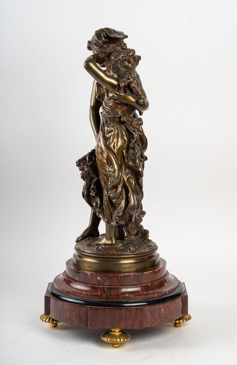 Bronze Statue Signed MOREAU, 19th Century For Sale at 1stDibs