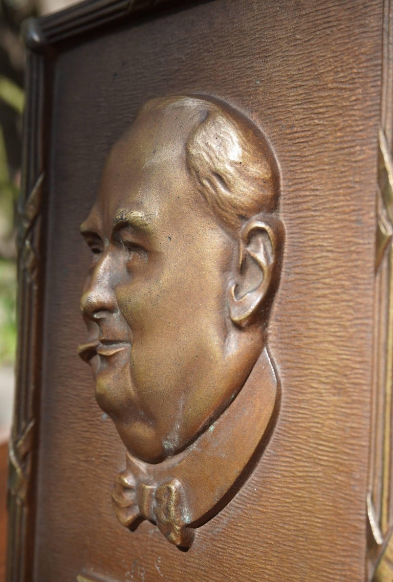 Bronze Table or Desk Plaque with Young Winston Churchill Sculpture in ...