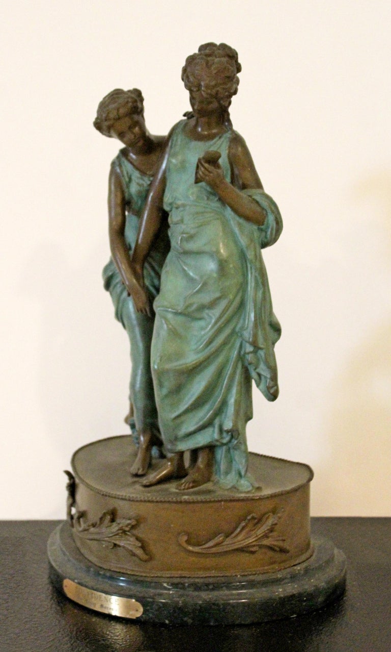 Bronze Table Sculpture on Marble Confidence by Louis Moreau ...