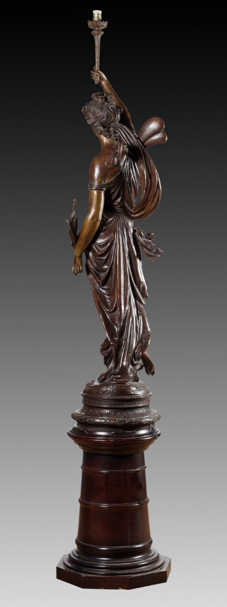 Bronze "Torcher" on Wooden Base, 20th Century, after Moreau Family at ...