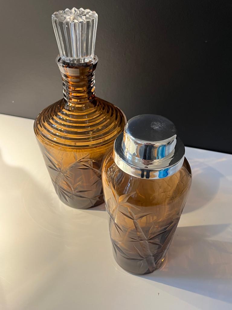 Bronze Vintage Inspired Glass Martini Cocktail Shaker with Silver ...