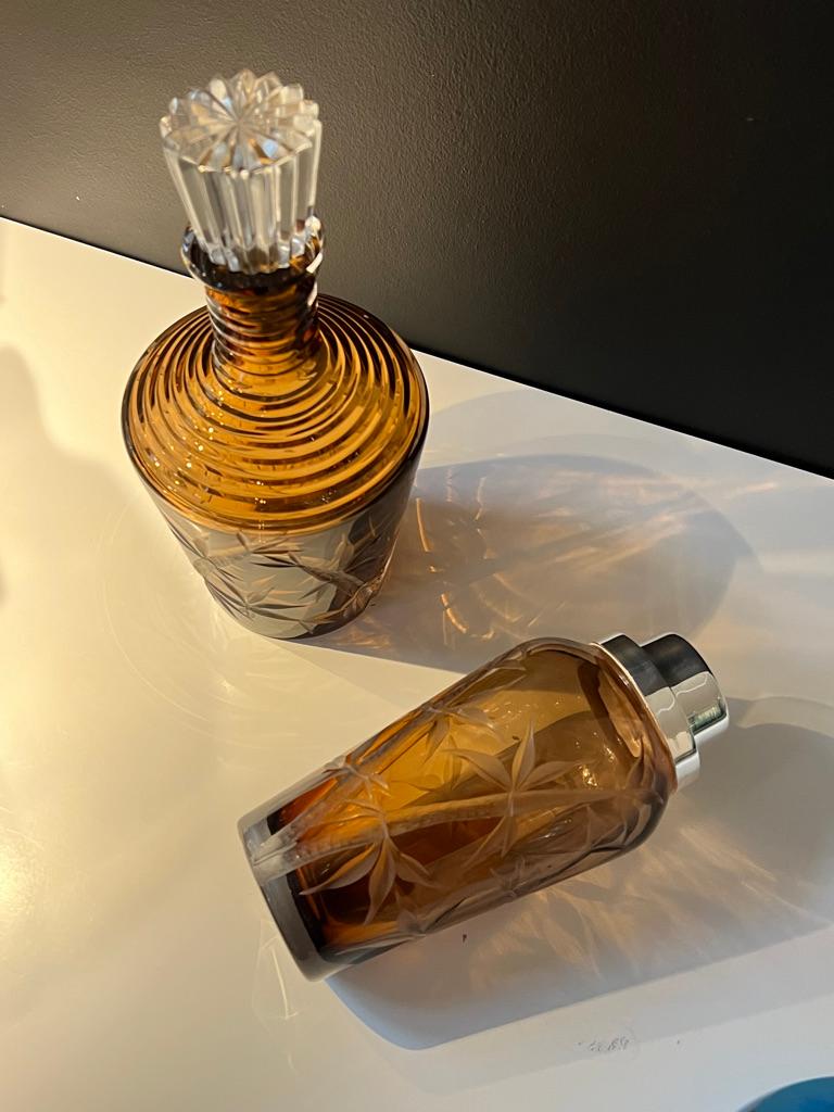 Bronze Vintage Inspired Glass Martini Cocktail Shaker with Silver ...