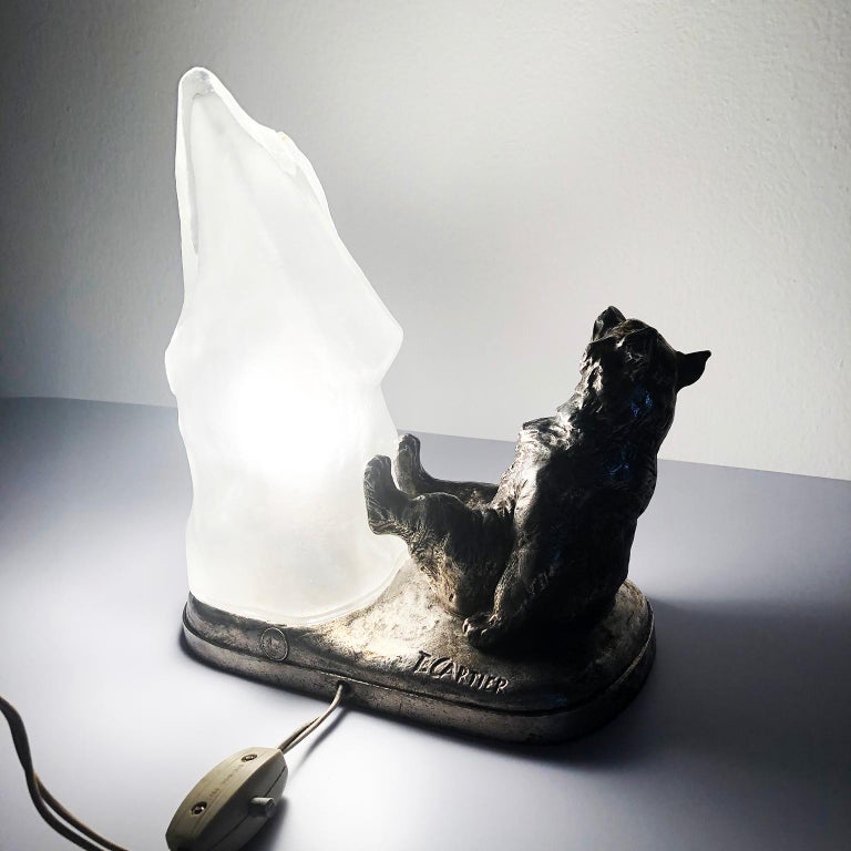 Bronzed Bear Table Lamp by Thomas François Cartier For Sale at 1stDibs