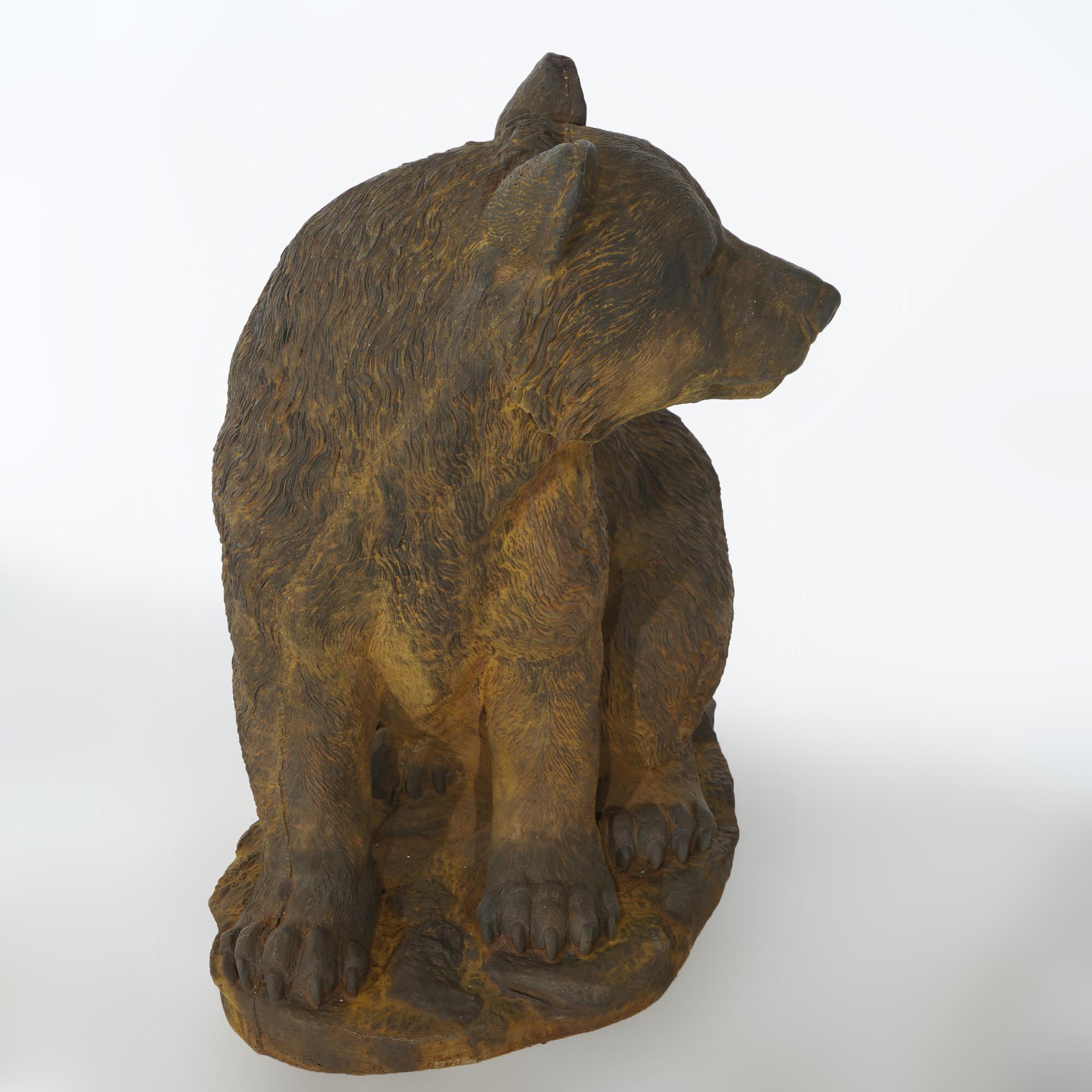 Bronzed Cast Hard Stone Woodland Seated Bear Garden Statue at 1stDibs