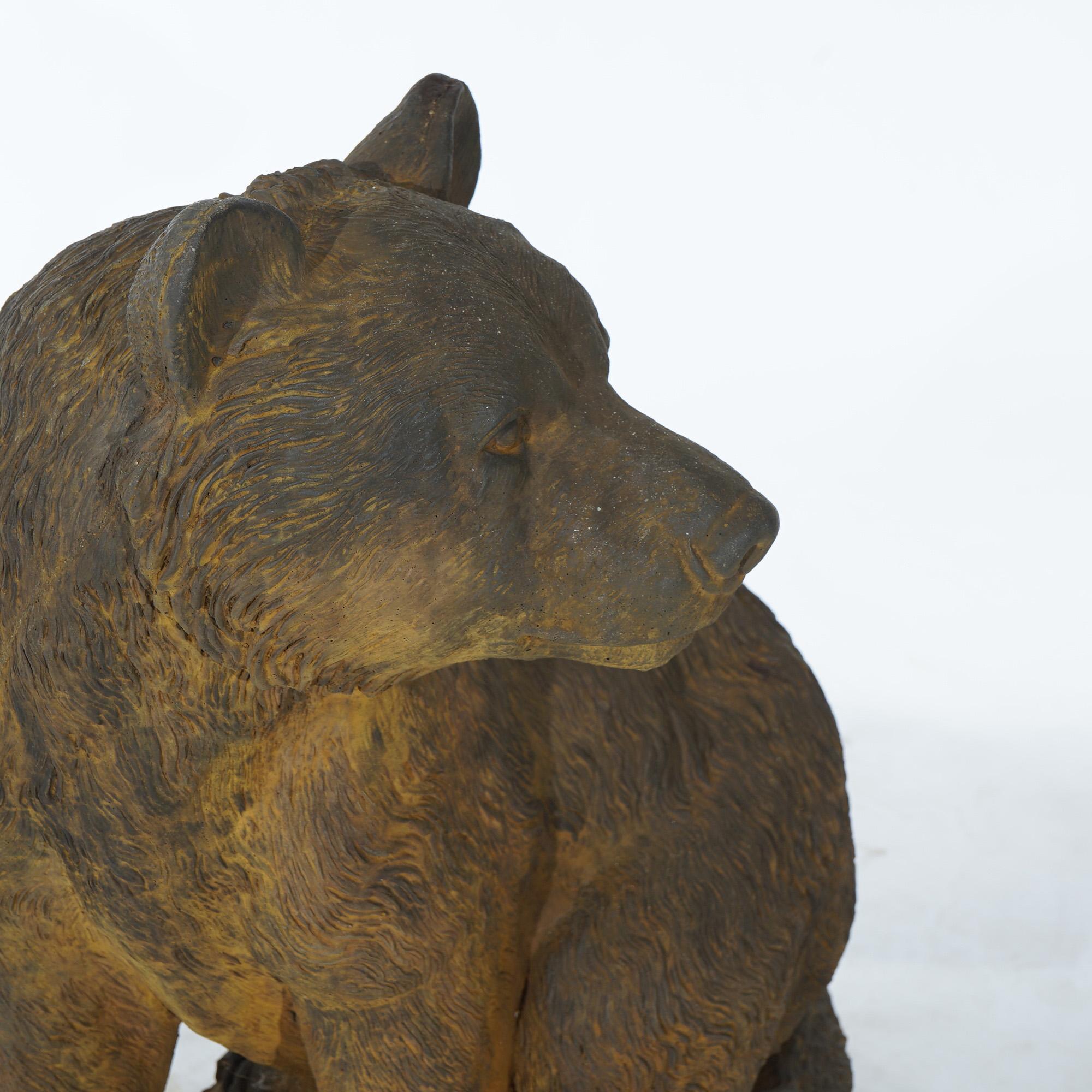 Bronzed Cast Hard Stone Woodland Seated Bear Garden Statue at 1stDibs