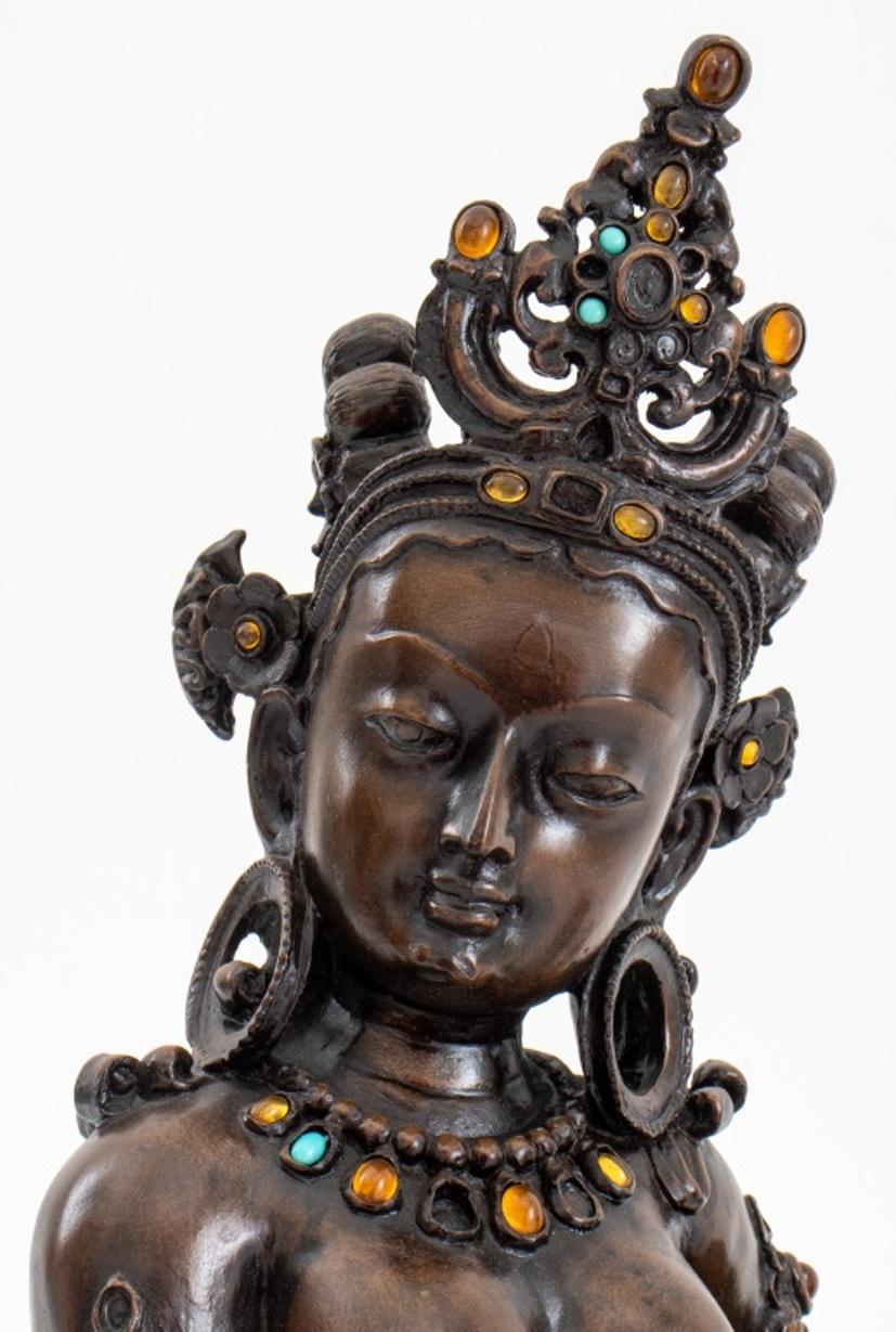 Bronzed Gem-Set Figure of the Goddess Uma For Sale at 1stDibs