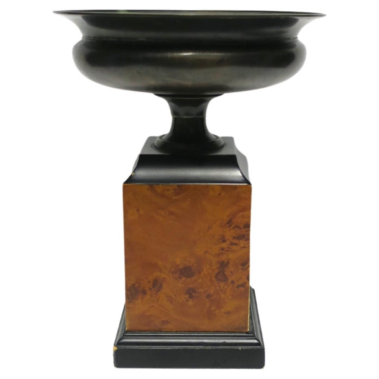 Bronzed Metal Urn Burl Column Plinth Neoclassical Style, circa 1970s ...