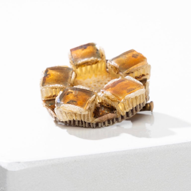Brooch by Line Vautrin, Beige Talosel Encrusted with Amber Mirrors For ...