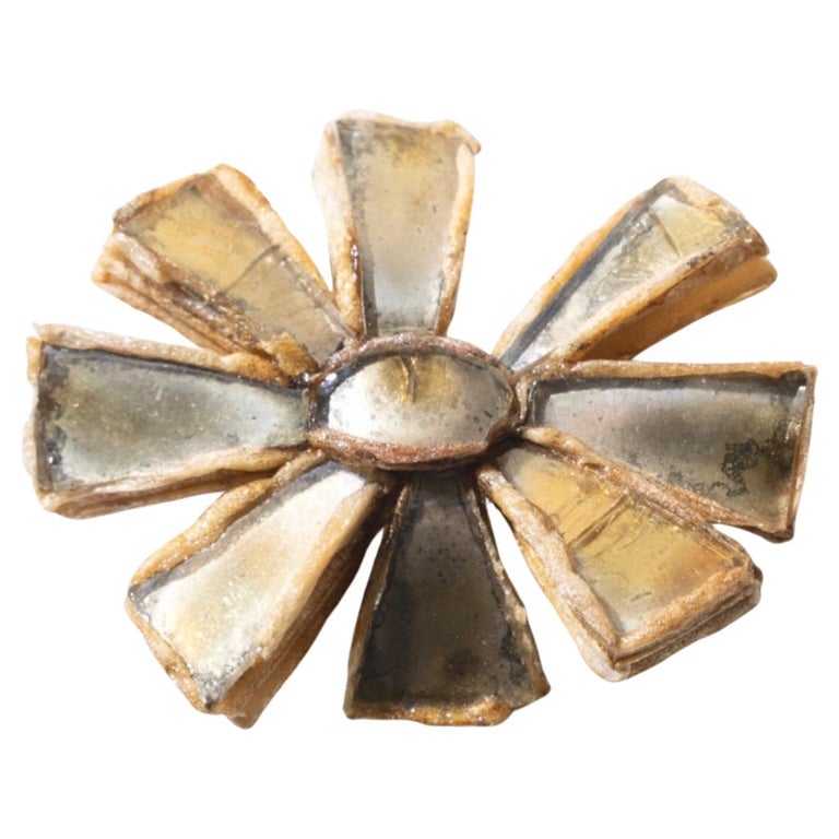 Brooch by Line Vautrin, Beige Talosel Encrusted with Gold Mirrors For ...