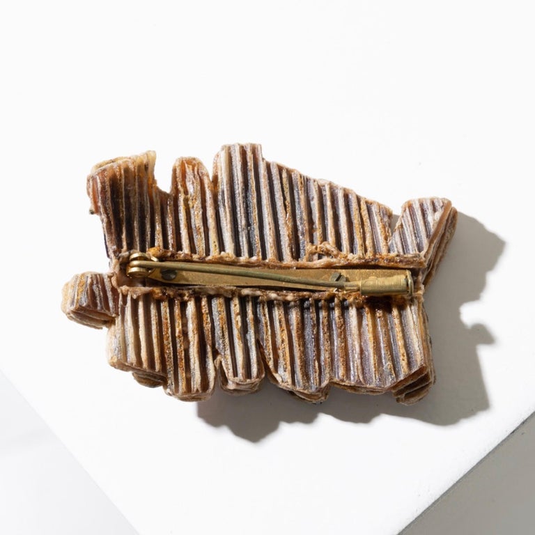 Brooch by Line Vautrin, Beige Talosel Encrusted with Violetts Mirrors ...