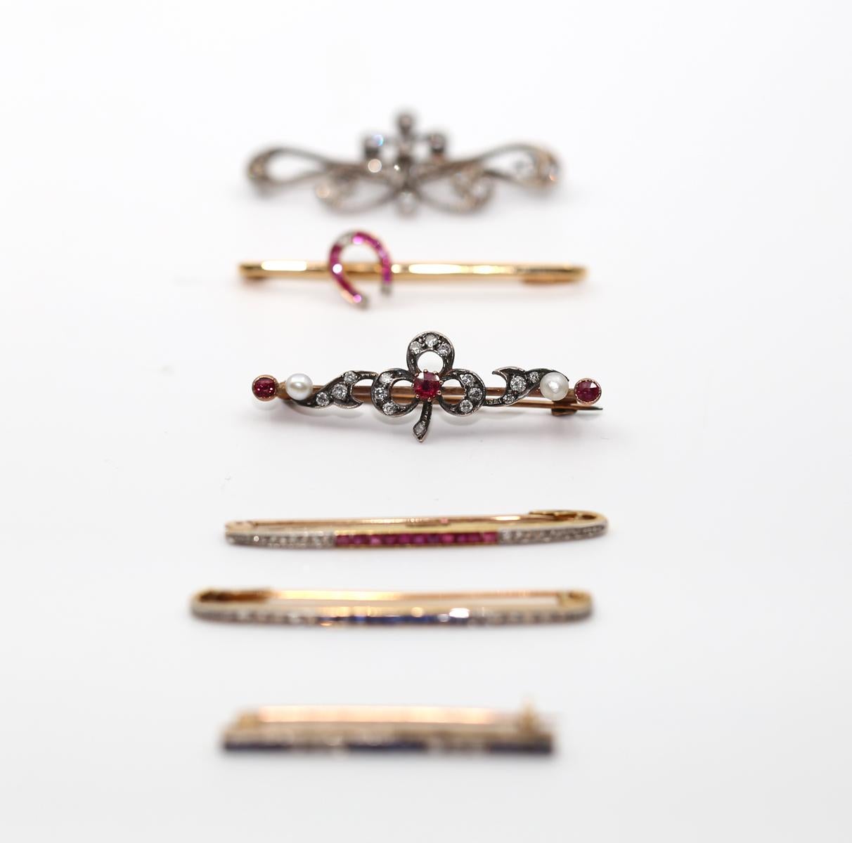 Brooch Collection Set 6 Matching Box Unisex, 1910 at 1stDibs