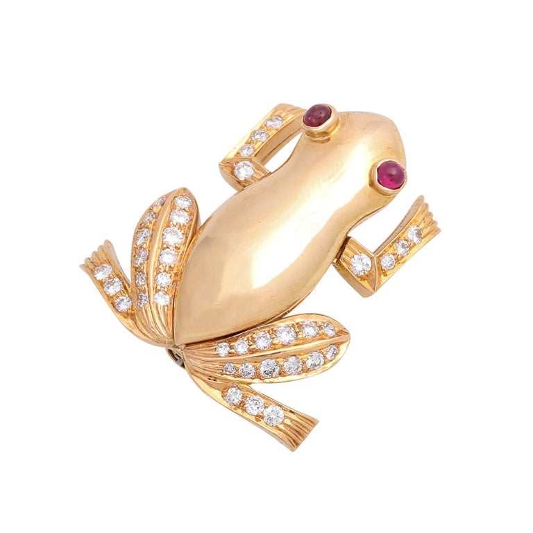 Brooch 'Frog' with 38 Diamonds For Sale at 1stDibs