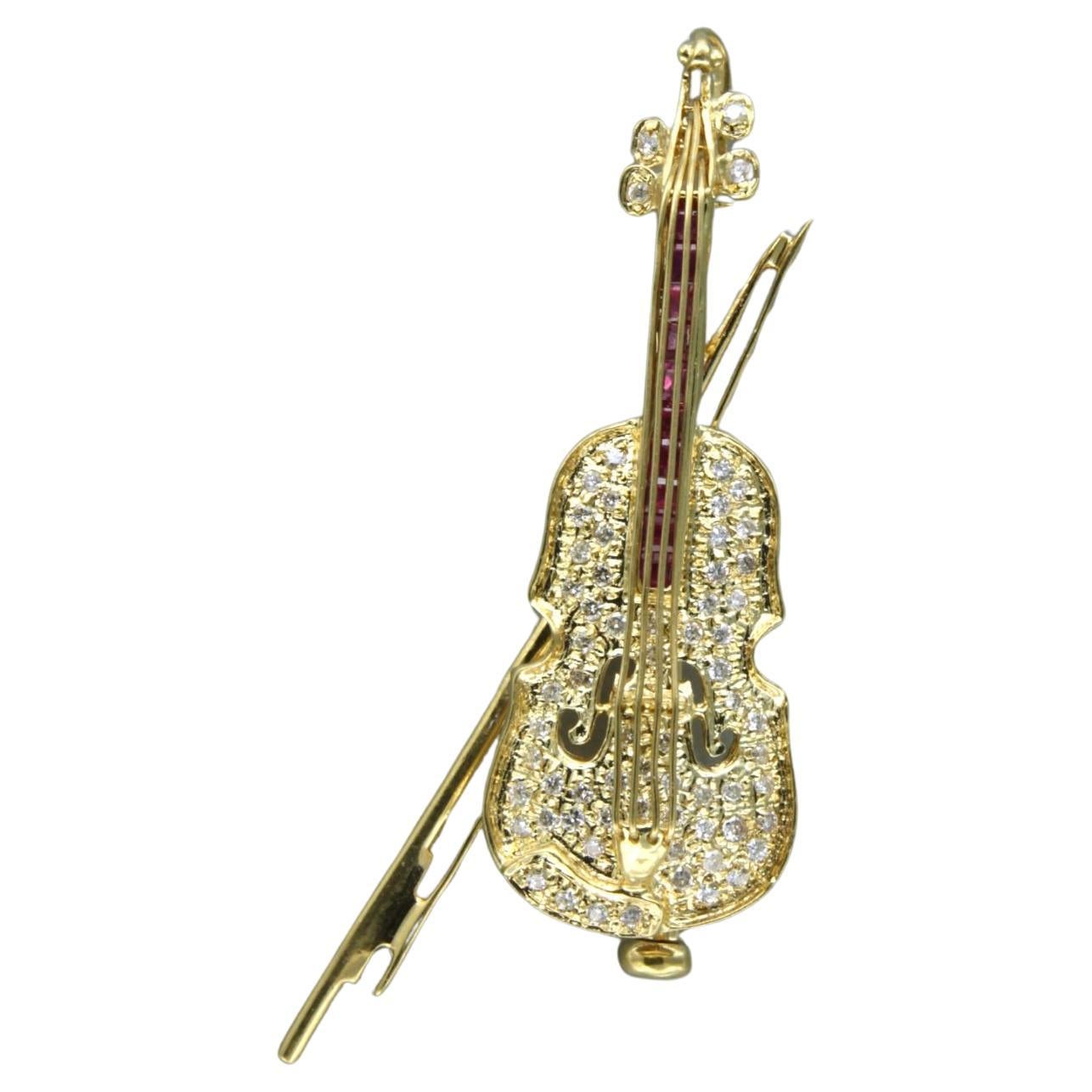 Diamond and Ruby Violin Brooch at 1stDibs | diamond violin, the ruby violin