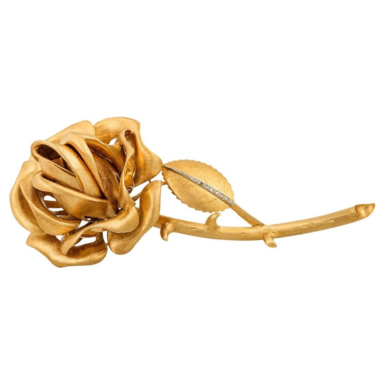 Brooch 'Rose' satined, For Sale at 1stDibs